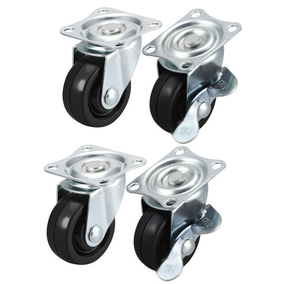 4 Pcs 1.5 Inch Casters Wheels Rubber Top Plate Mounted Swivel Caster ...