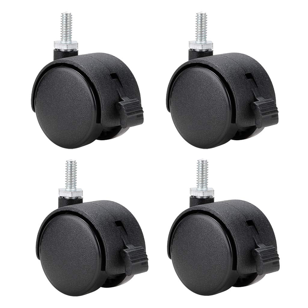 4 Pcs 1.5" Nylon Plastic Swivel Stem Casters Wheel with Brakes, Stem ...