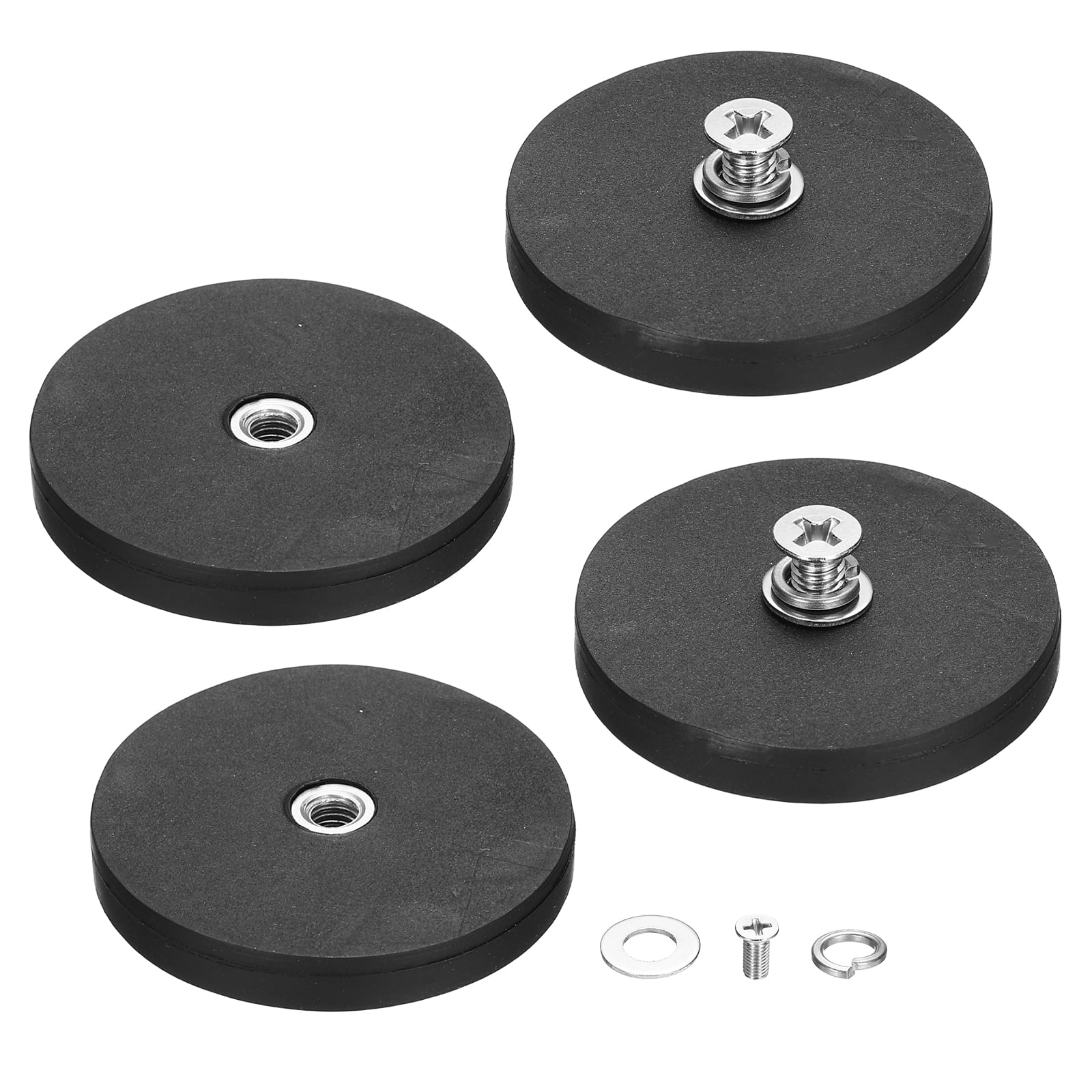 4 Pcs 1.7" Dia Rubber Coated Magnets, 19LBS Magnet Base with M5 Female ...