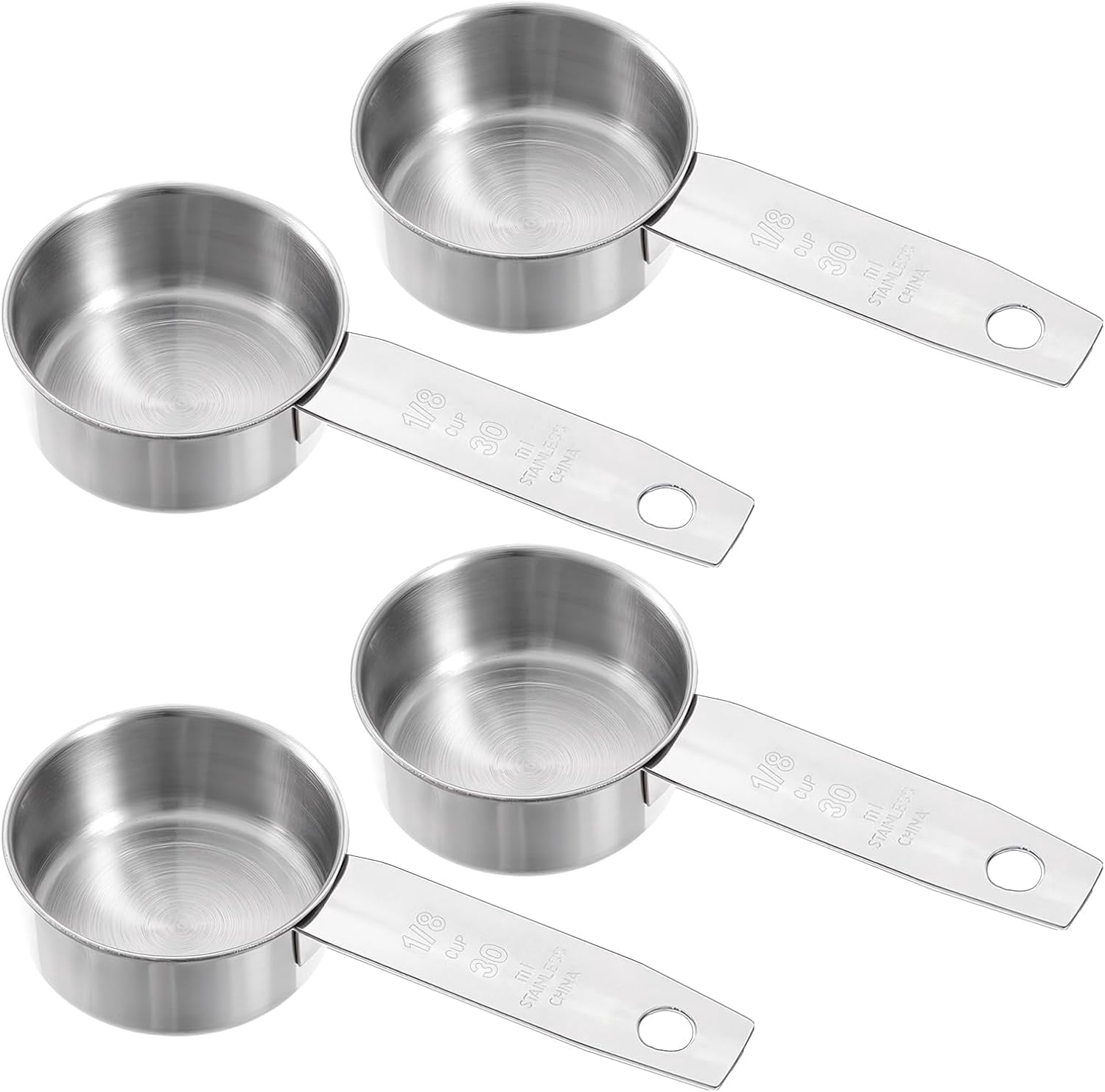 4 Pcs 1/8 Cup (30ml) Measuring Cup, 1oz Stainless Steel Cups Metal ...