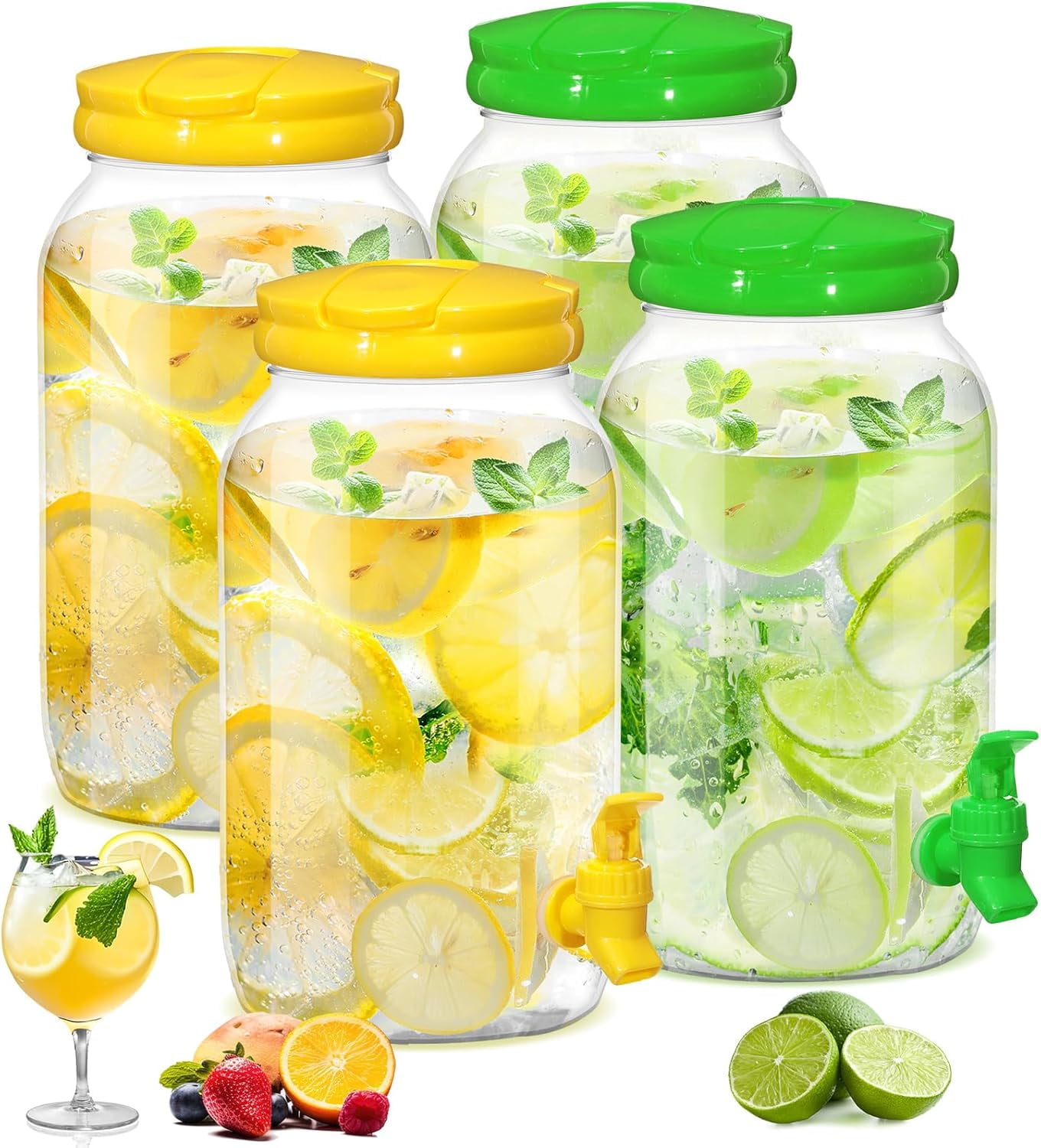 4 Pcs 1 Gallon Plastic Drink Dispenser for Parties Clear Plastic ...