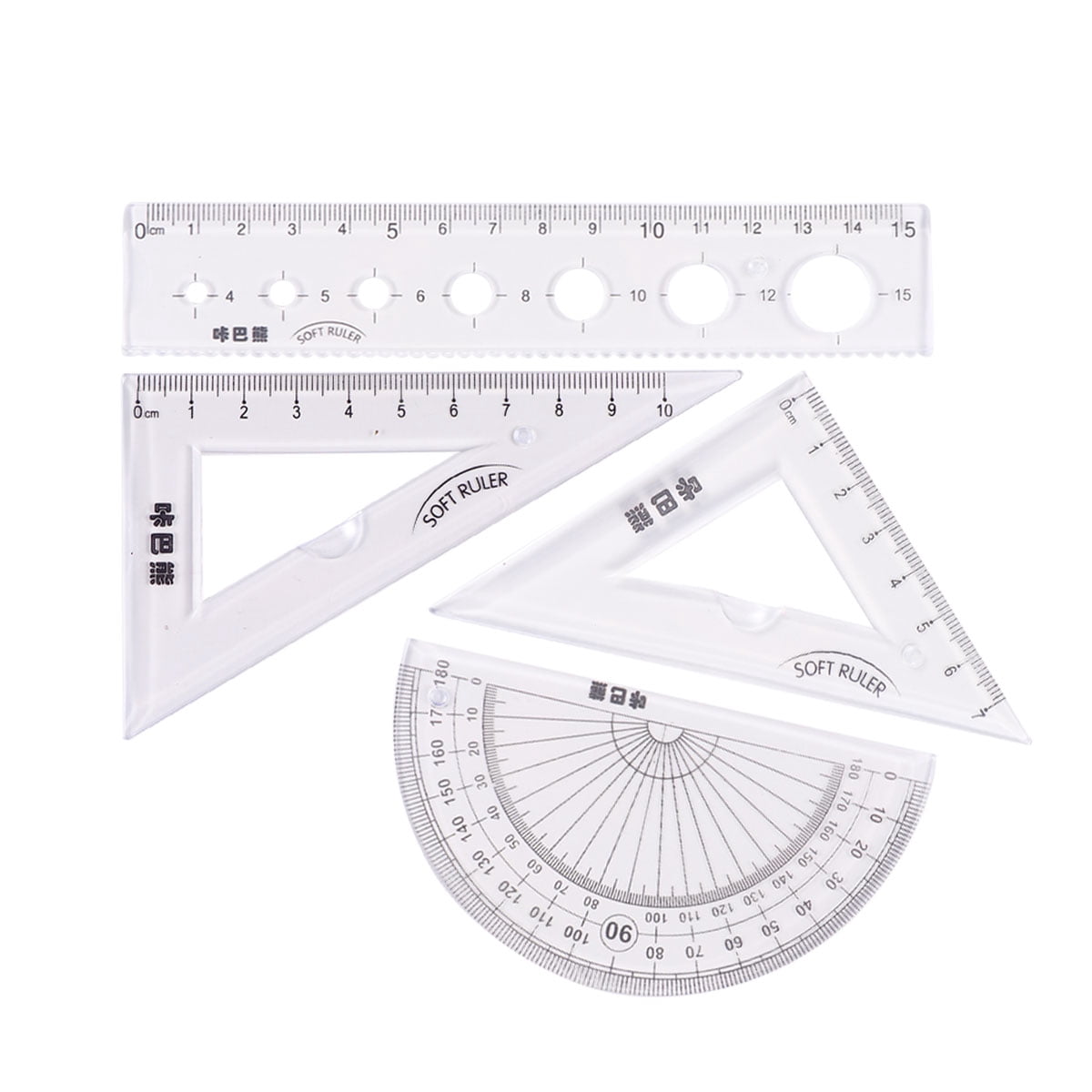 4 Pcs/1 Set Student Rulers Set Bendable Stationery Rulers with Wave ...
