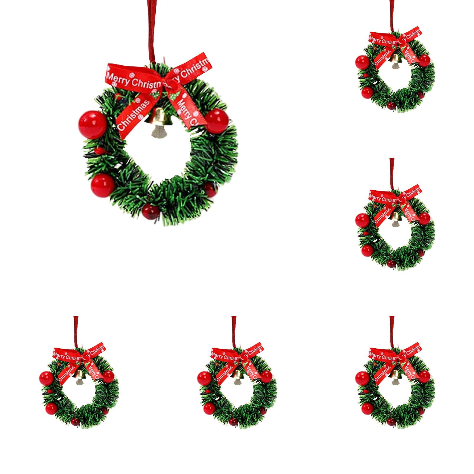 4 Pcs 10.5" Mini Christmas Wreath for Kitchen Cabinets, Small Christmas ...