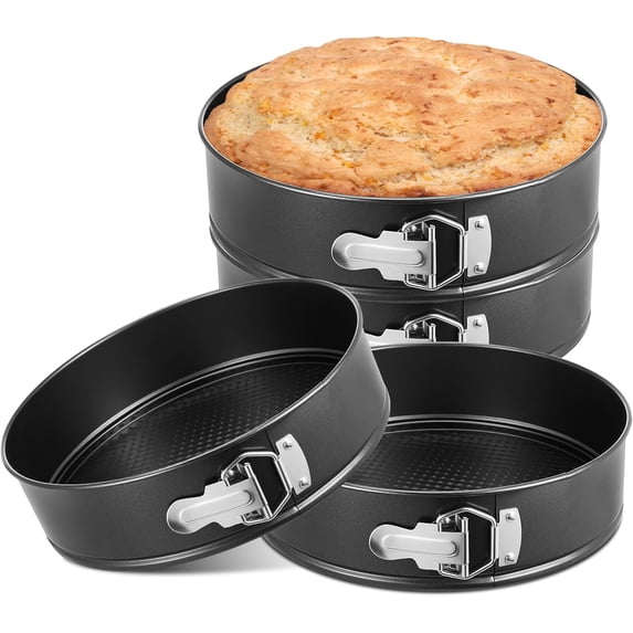 4 Pcs 10 Inch Non Stick Springform Pan with Removable Bottom Carbon ...