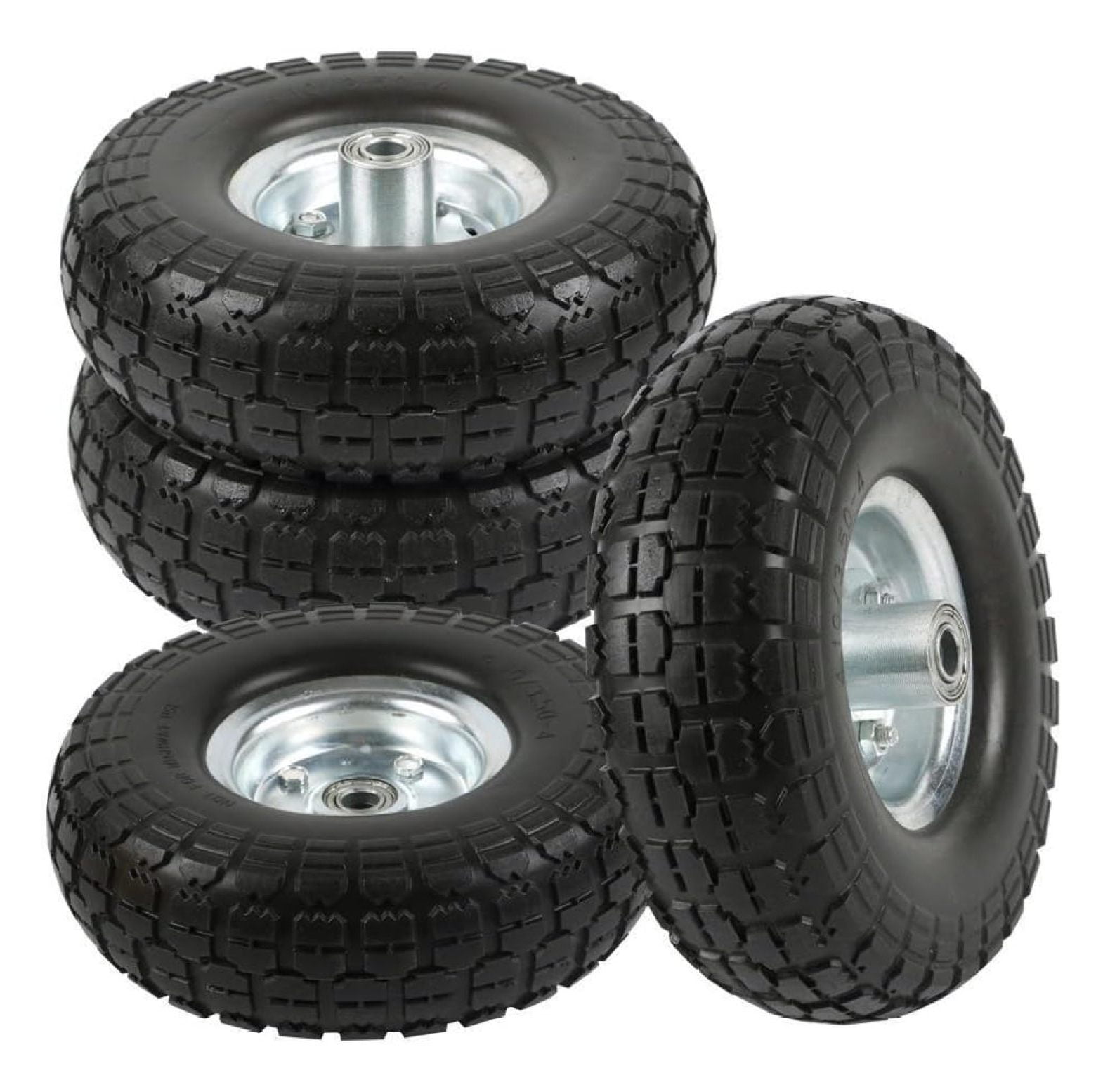 4 Pcs 10-Inch Solid Rubber Tyre Wheels for Garden Utility Wagon Cart ...