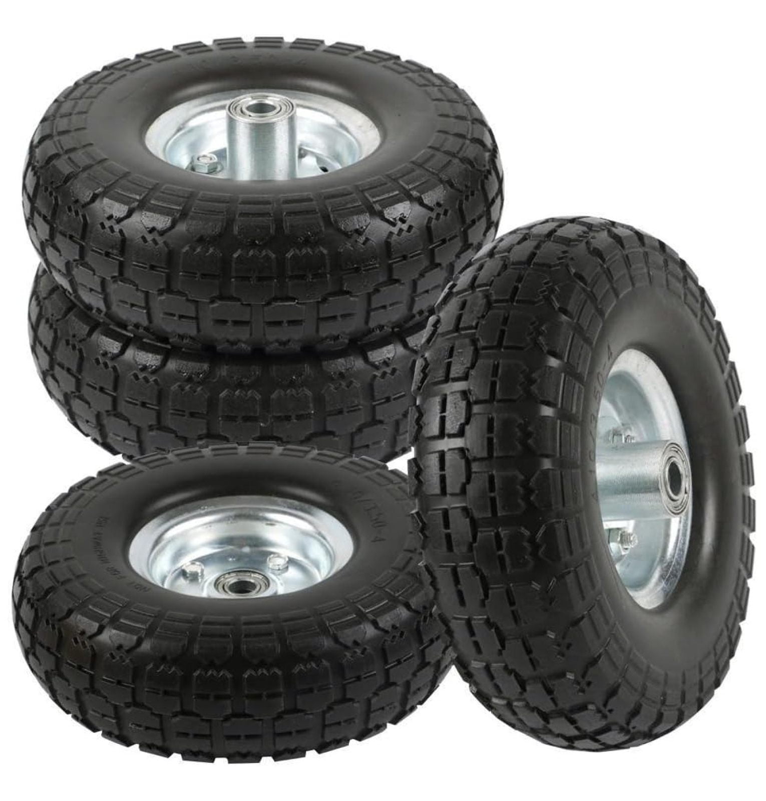 4 Pcs 10-Inch Solid Rubber Tyre Wheels for Garden Utility Wagon Cart ...