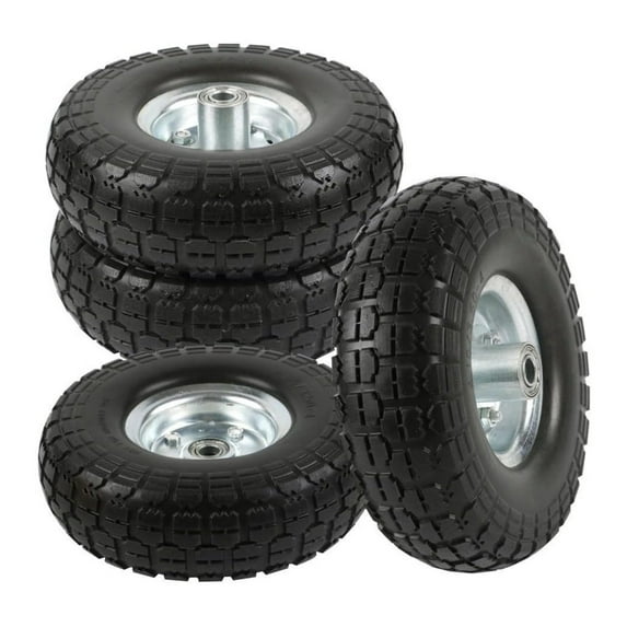 4 Pcs 10-Inch Solid Rubber Tyre Wheels for Garden Utility Wagon Cart ...