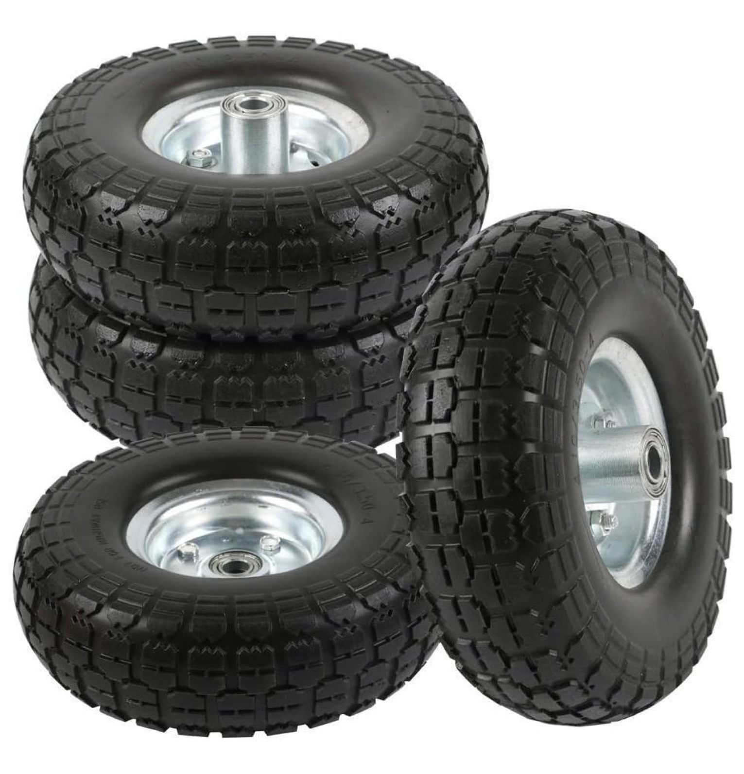 4 Pcs 10-Inch Solid Rubber Tyre Wheels for Garden Utility Wagon Cart ...