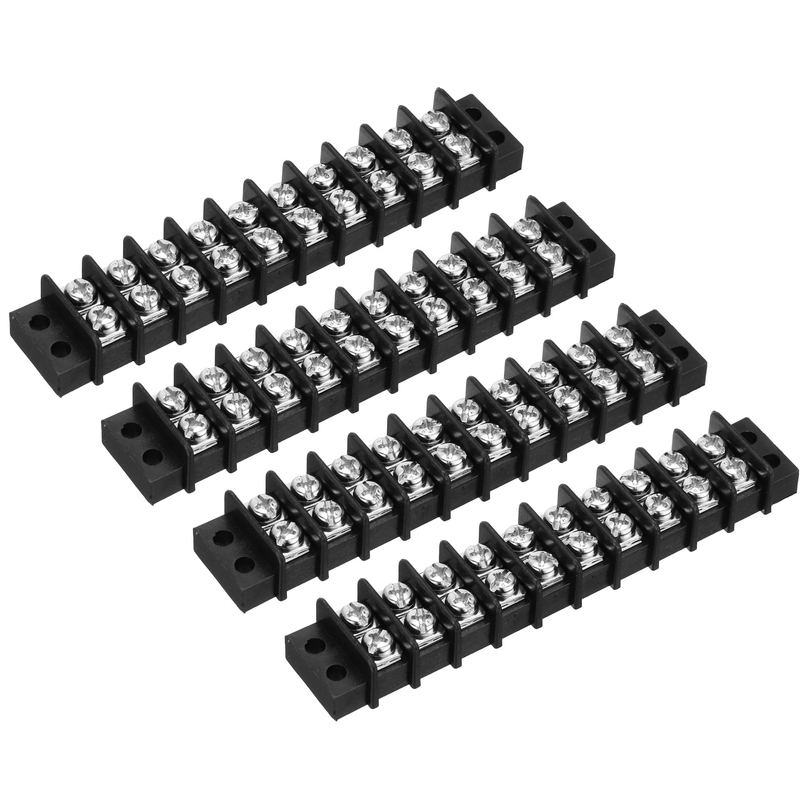 4 Pcs 10 Positions Terminal Block 300V 20A 9.5mm Pitch Dual Rows 10 Circuits DIN Row Screw ...