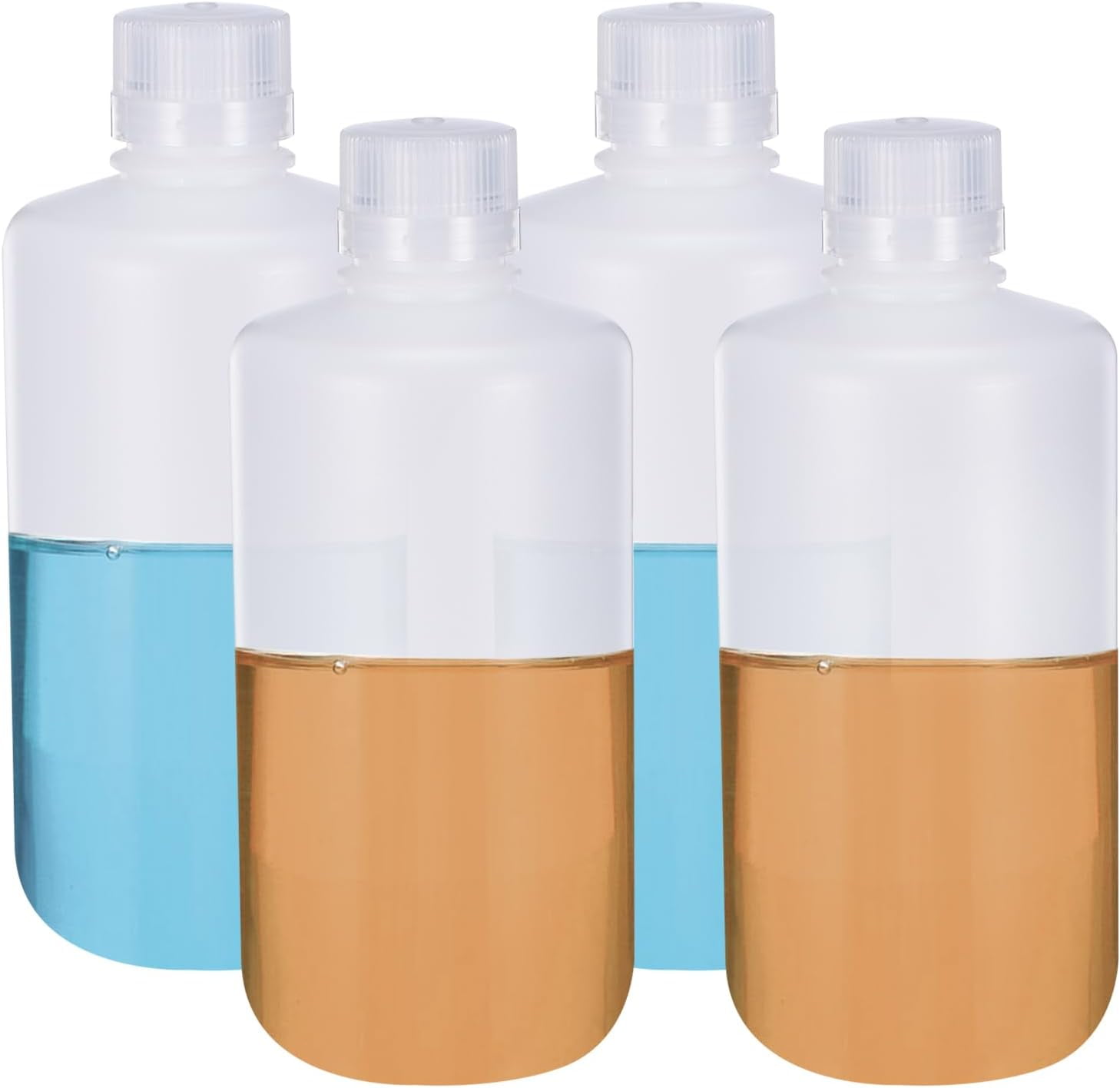4 Pcs 1000ml Reagent Bottles, HDPE Small Mouth Round Bottles with Screw ...