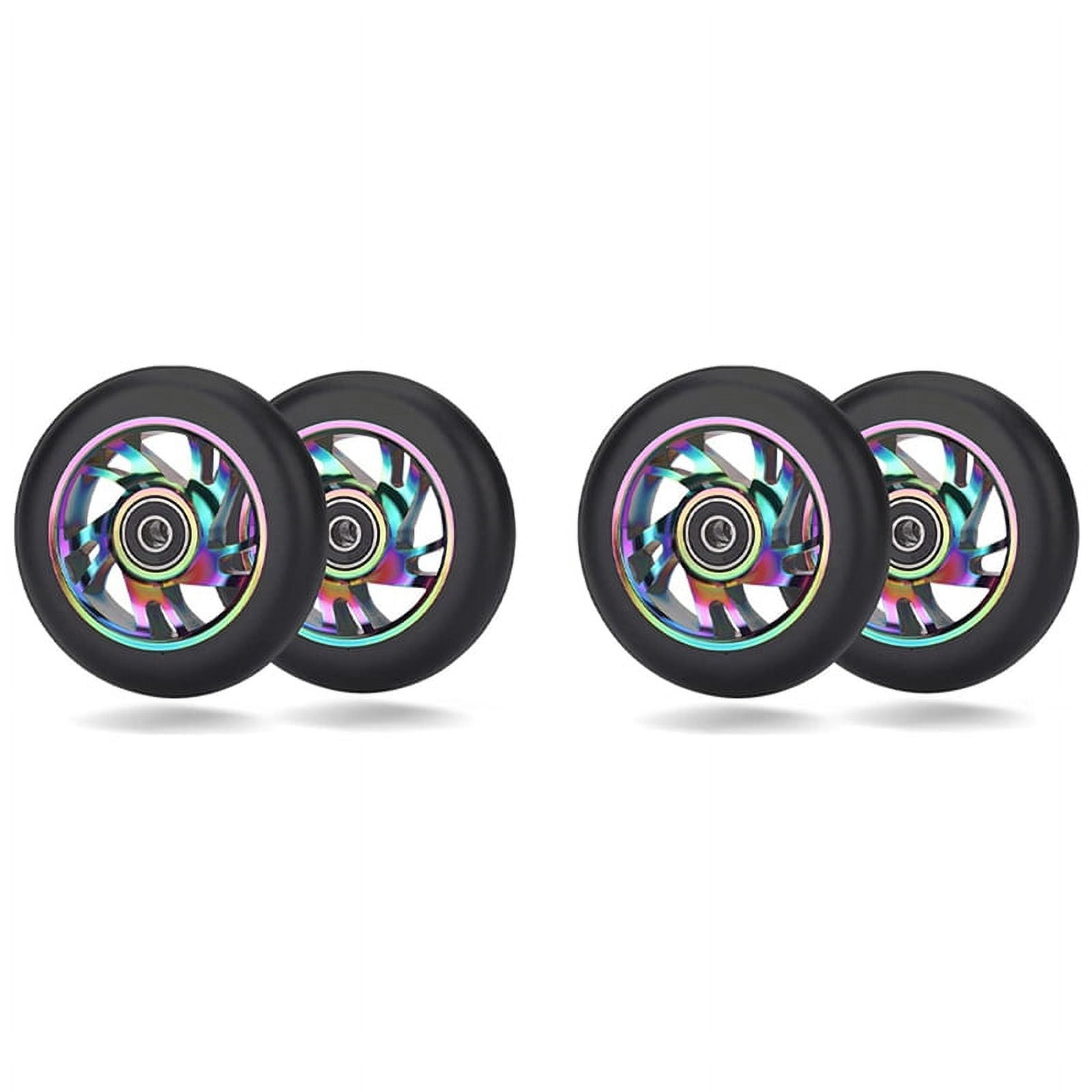 4 Pcs 100mm Scooter Replacement Wheels with Bearing Stunt Scooter Pu ...