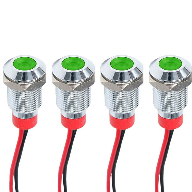 4 Pcs 10mm LED Indicator Light 12-24V Waterproof Signal Light Metal ...