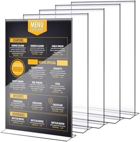 4 Pcs 11 x 17" Clear Acrylic Sign Holder Vertical Table Tent Photo ...
