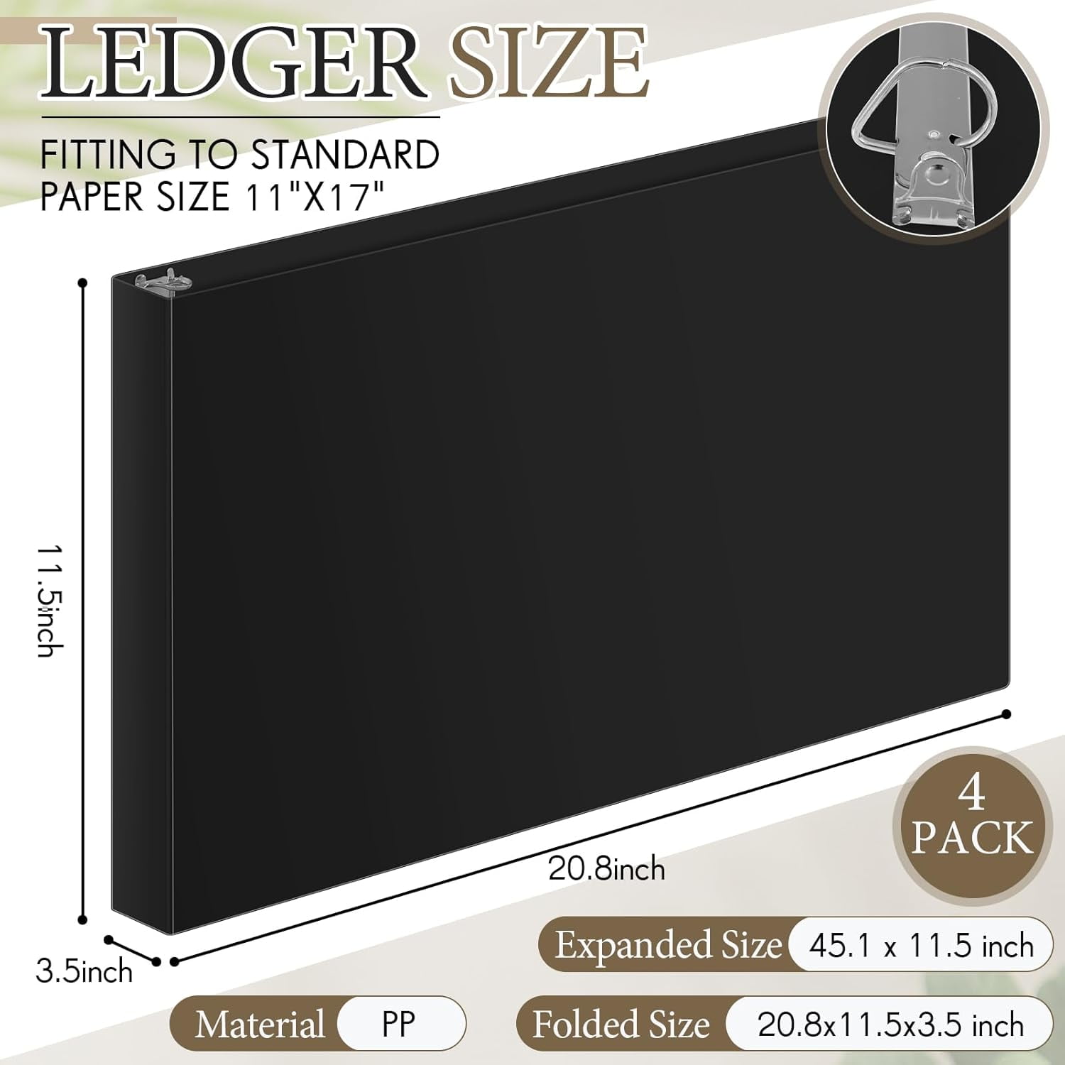 4 Pcs 11 x 17 Inch 3 Ring Binders 3 Inch Rings Heavy Duty View Plastic ...