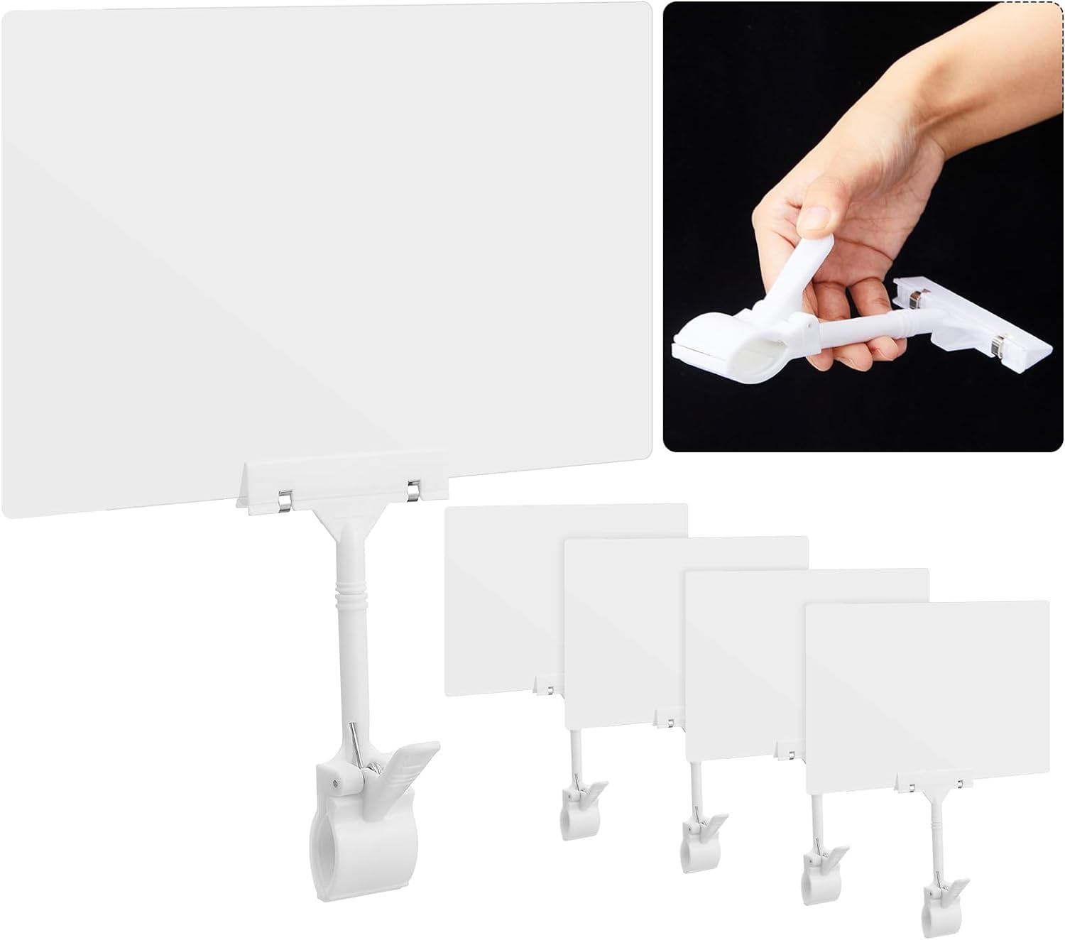 4 Pcs 11 x 7 Inch Acrylic Sign Holder with Clamp Clip on Double Head ...