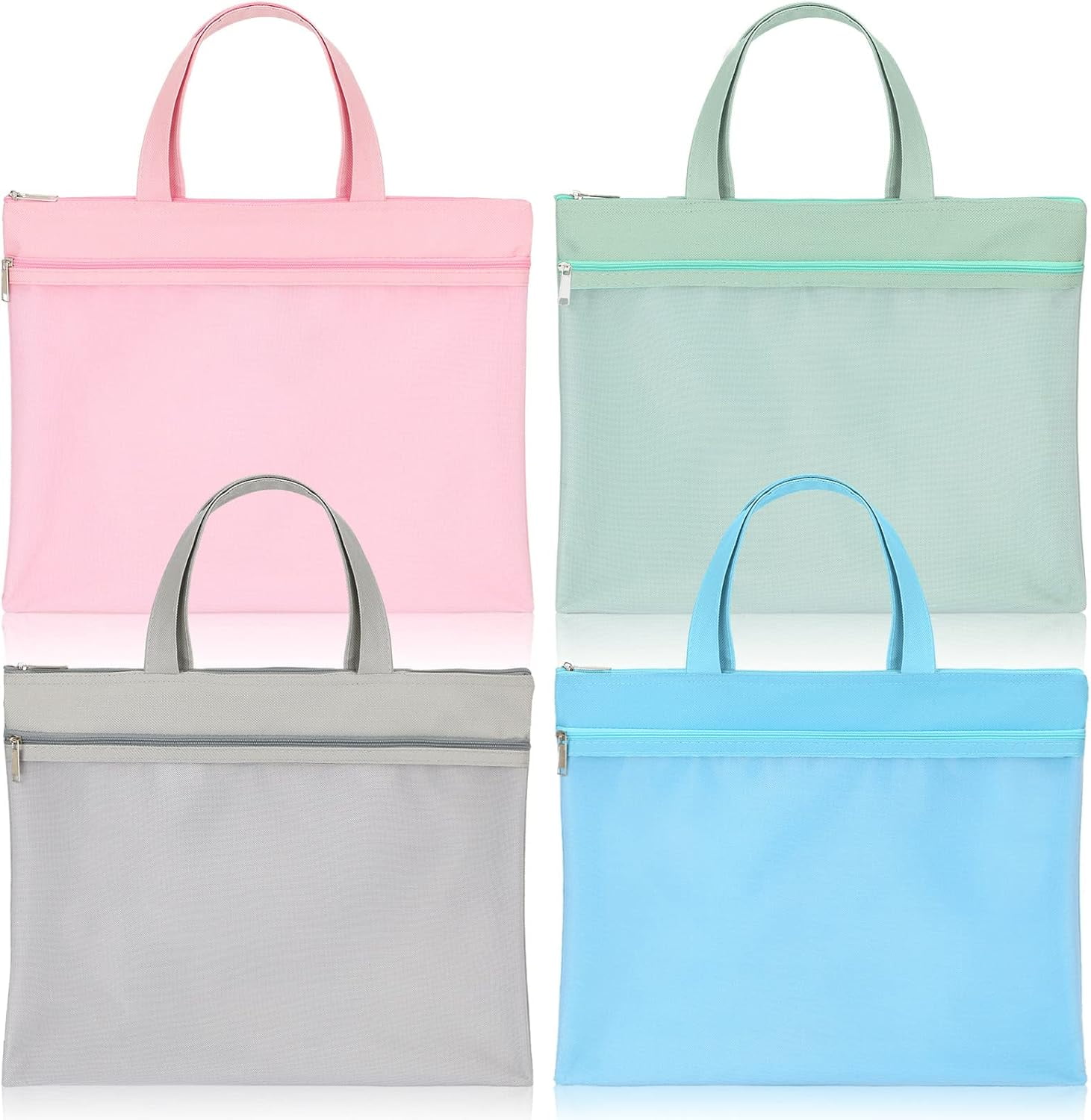 4 Pcs 11x13.7 Inch Mesh Zipper Pouch with Handle, Waterproof Student ...
