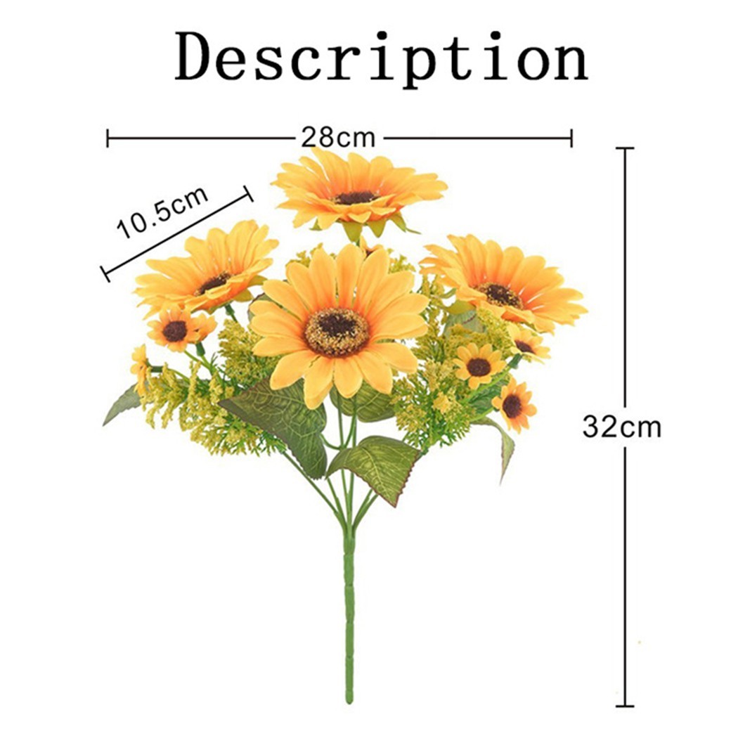 4 Pcs 12.59x11.02 inch 7 Heads Artificial Sunflower Bouquet Simulation ...