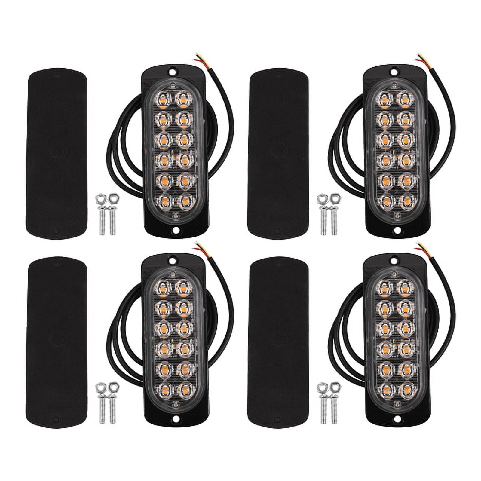 4 Pcs 12-Led Amber Flash Flashing Recovery Strobe Car Emergency Signal ...