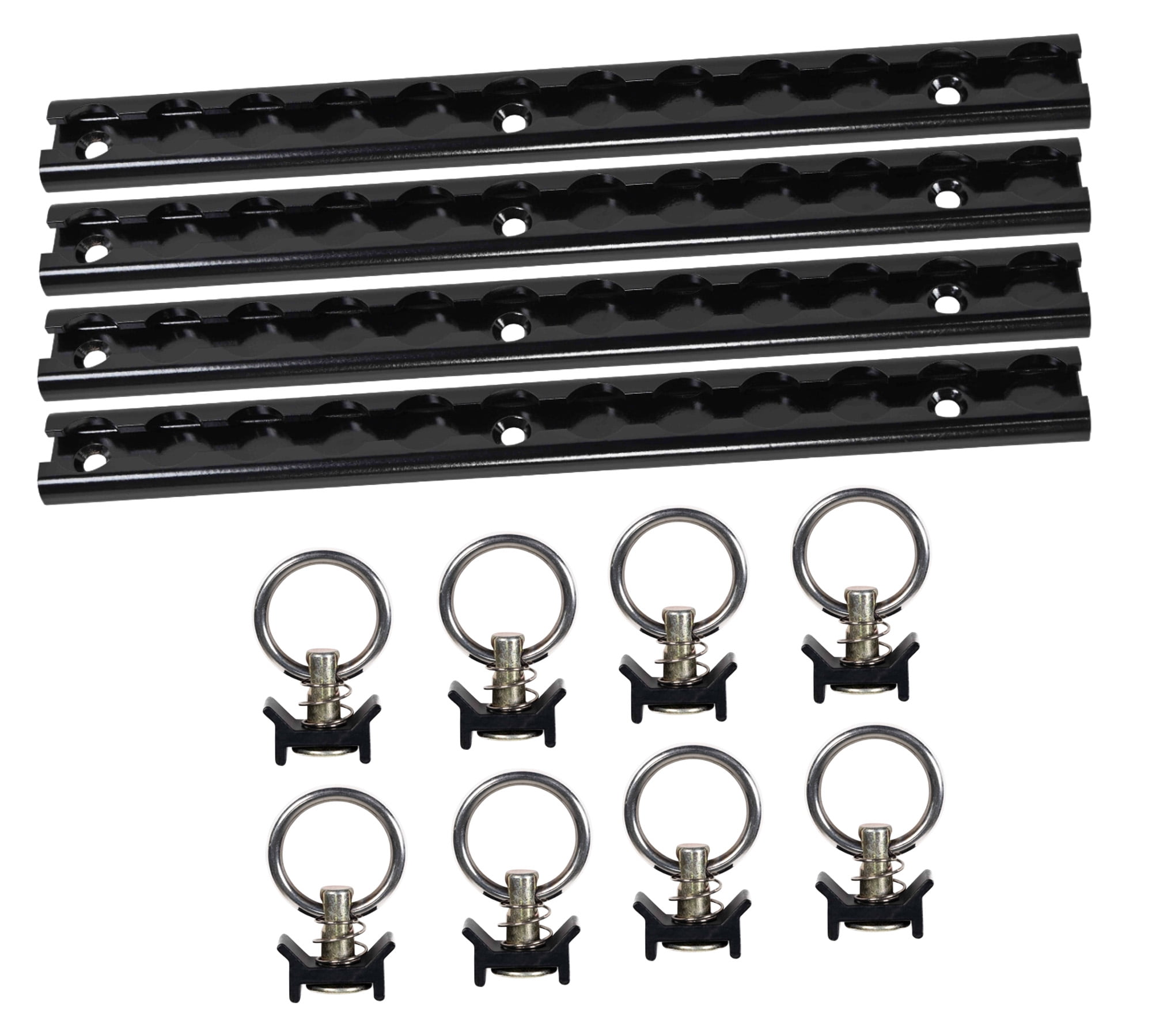 4 Pcs of 12 inch Black L Track Rail & 8 Pcs of Single Stud Fitting ...