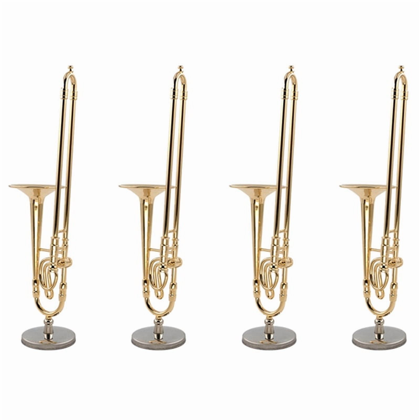 4 Pcs 12cm Miniature Pure Copper Trombone Model with Support Mini ...