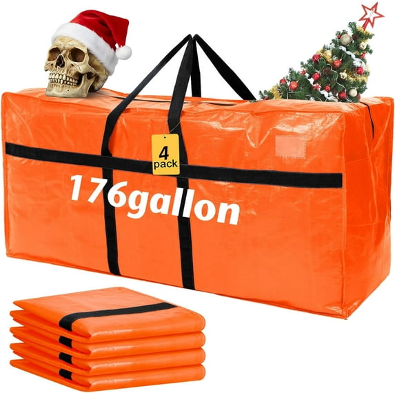 4 Pcs 176 Gallon Large Moving Bags with Zipper and Handles Foldable ...