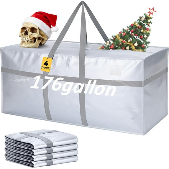4 Pcs 176 Gallon Large Moving Bags with Zipper and Handles Foldable ...