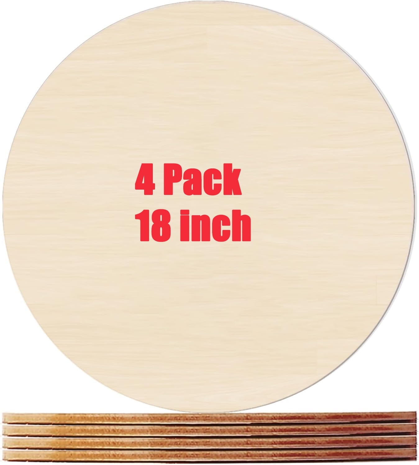 4 Pcs 18 inch Wood Circles for Crafts Unfinished Blank Wood Rounds ...