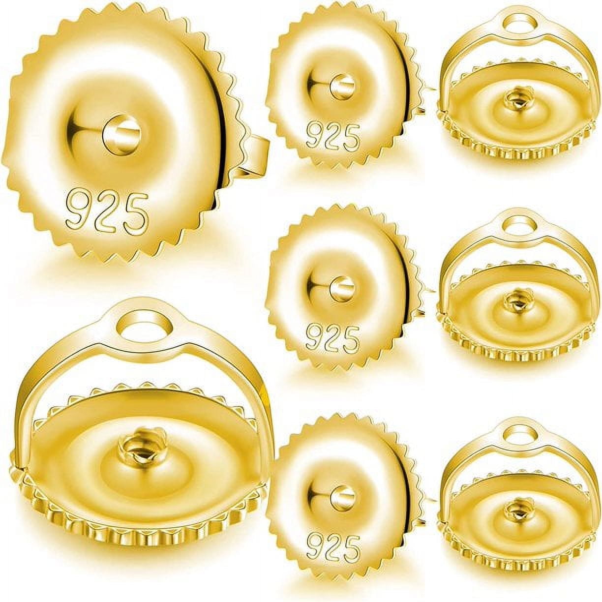 4 Pcs 18k Gold Plated Earring Screw Backs for Adults, Replacement ...