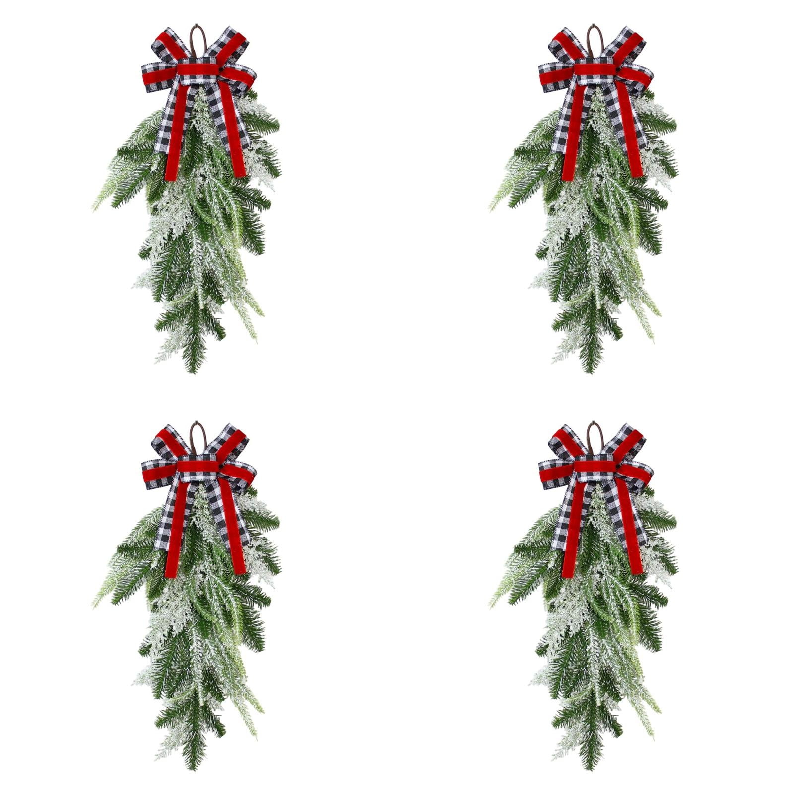 4 Pcs 19.68 Inch Artificial Christmas Pine Teardrop Swag Faux Xmas ...