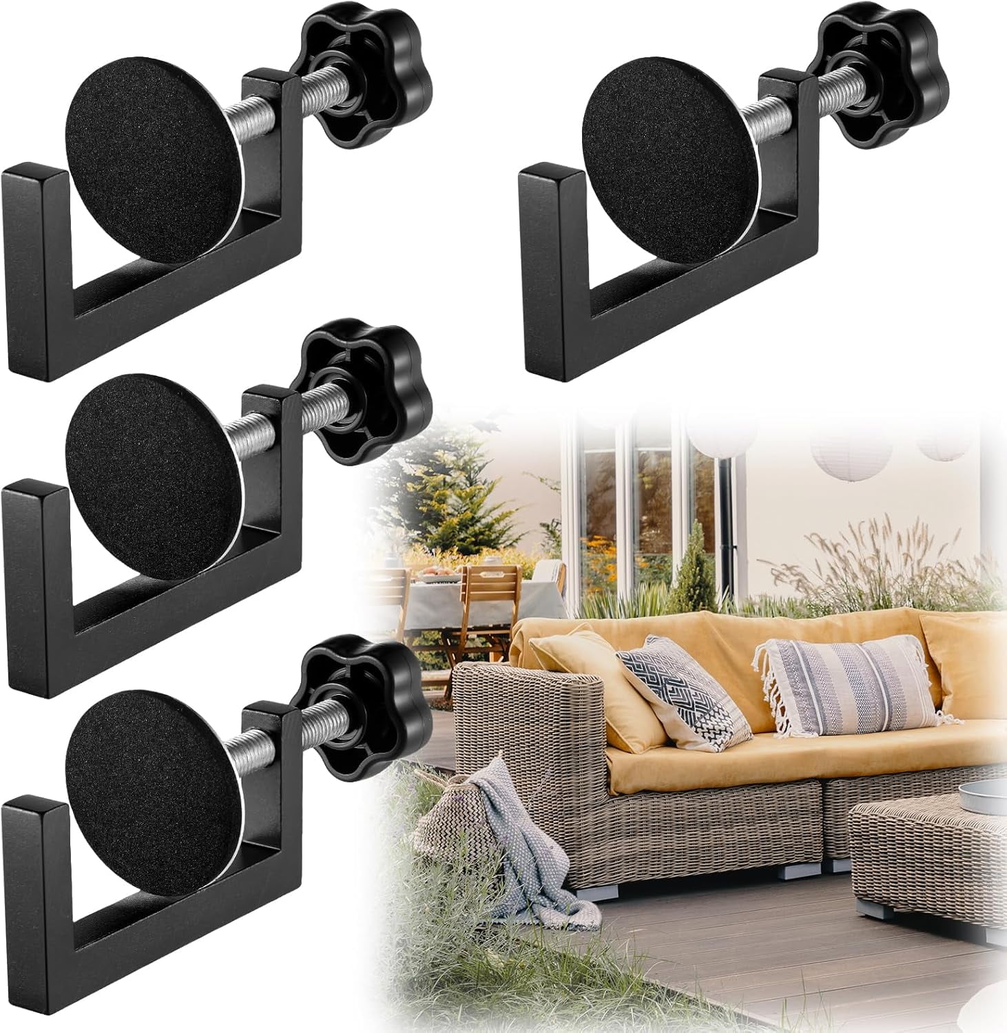 4 Pcs 2.36 in Adjustable Sectional Couch Connectors Outdoor Patio ...