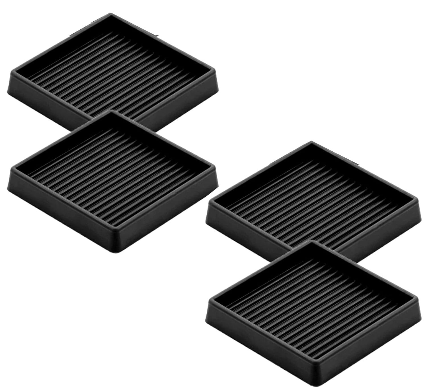 4 Pcs 2.5”/6.4cm Square Rubber Caster Cups,Non Slip Furniture Pads,Anti ...
