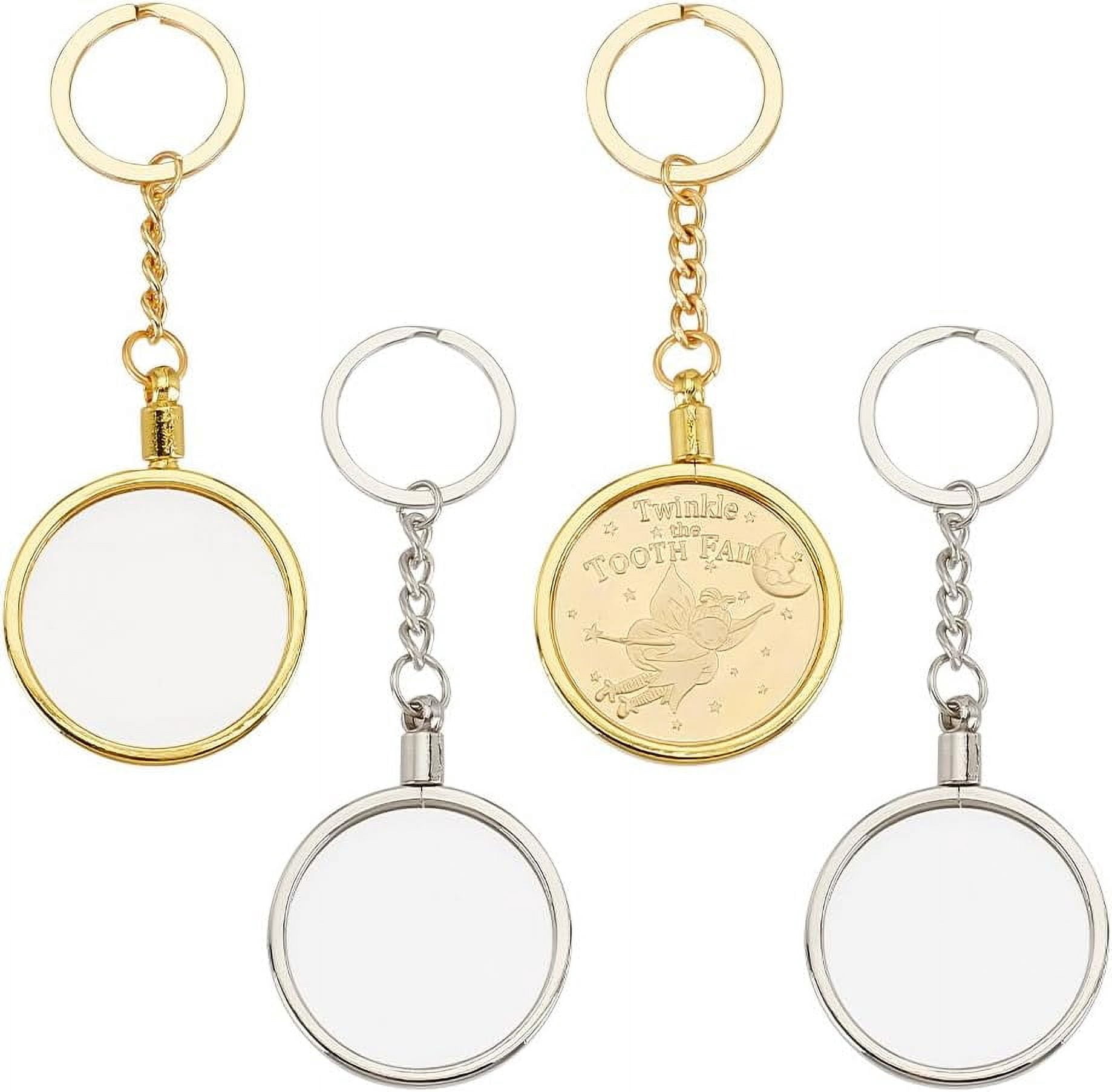 4 Pcs 2 Colors Coin Holder Keychains Round Medallion Holder with Key ...
