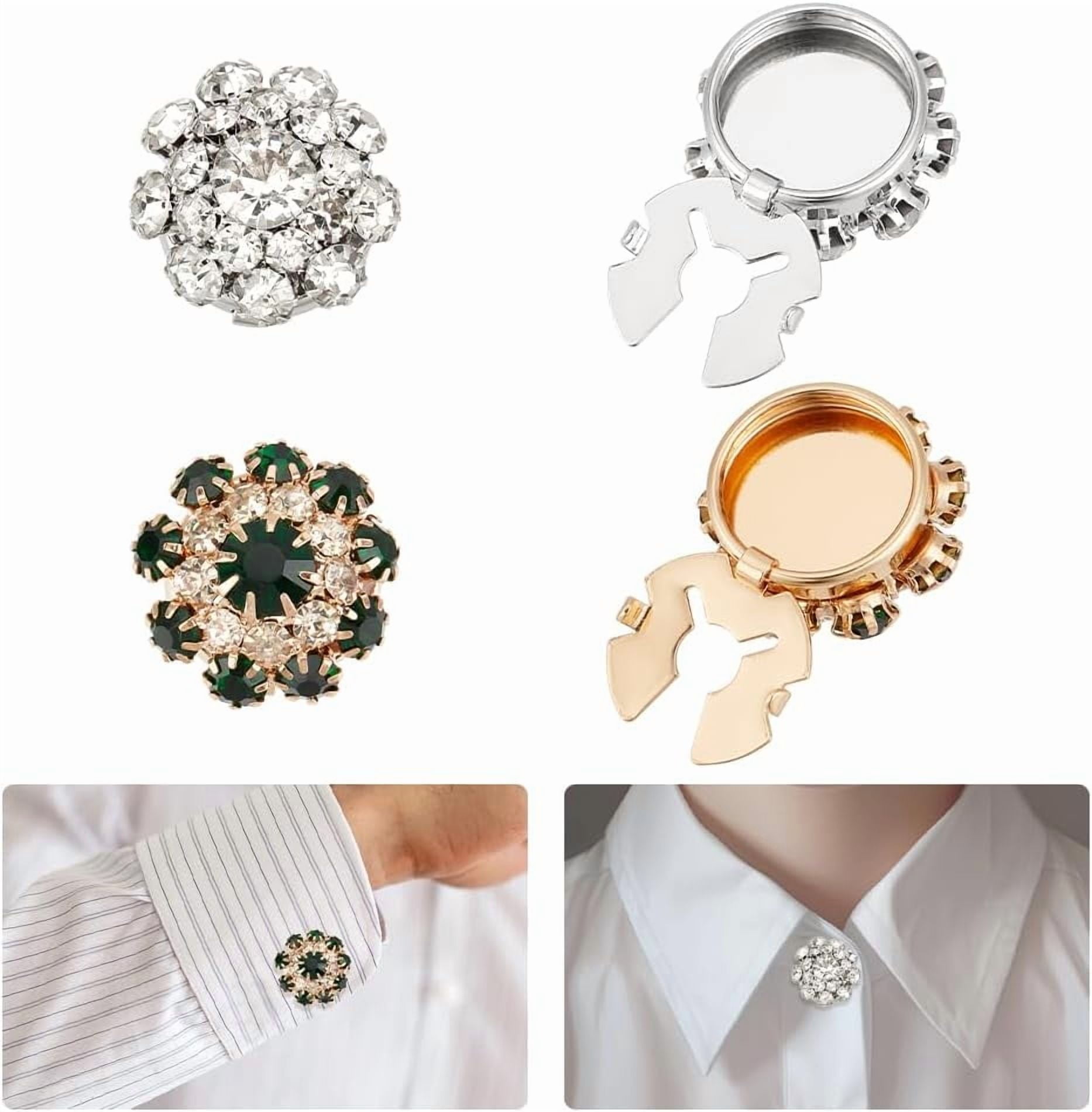 4 Pcs 2 Colors Rhinestone Buttons Cover 21mm Flower Sleeve Buttons ...