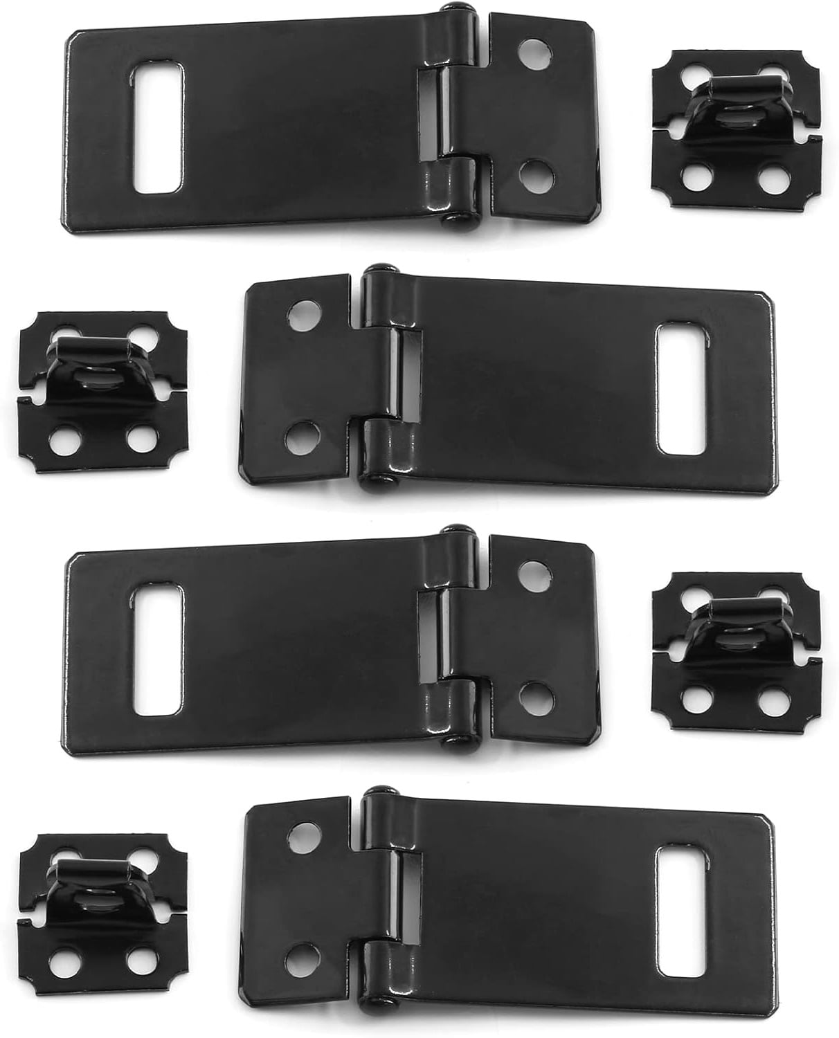 4 Pcs 2 Inch Black Padlock Hasp, Painted Iron Security Door Latch Clasp ...