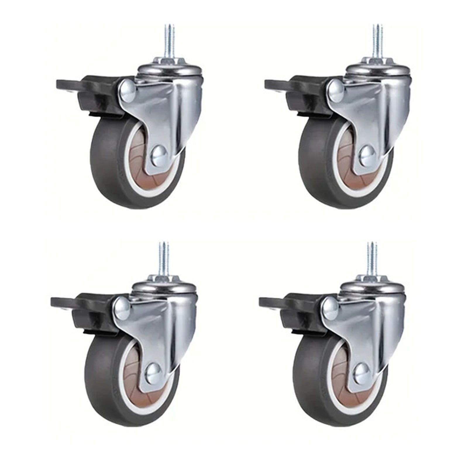 4 Pcs 2 Inch Stem Caster Wheels TPR Screw Lever Universal Castors ...