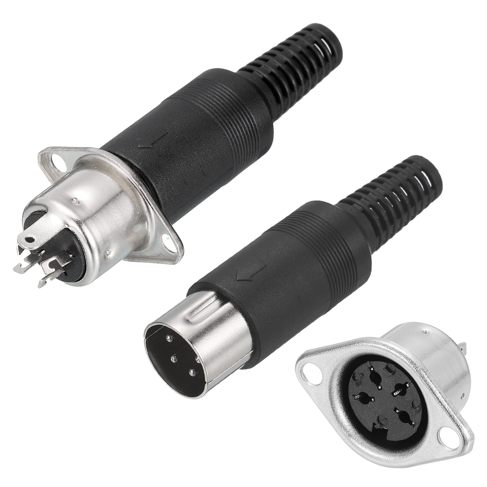 4 Pcs 4-Pin DIN Male Plug Connector+Female Adapter Recessed Socket ...