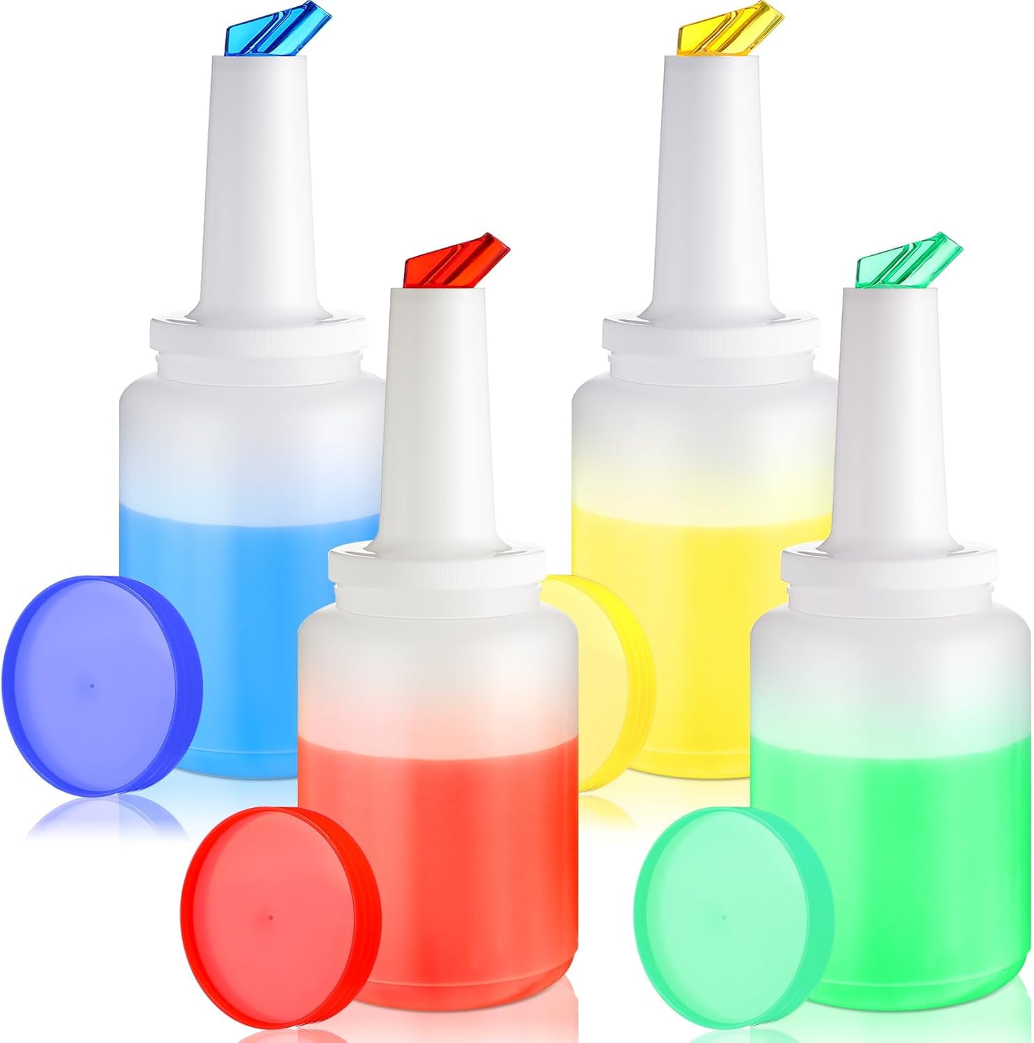 4 Pcs 2 Qt Bar Juice Pour Bottles Plastic Juice Wine Store and Pour ...
