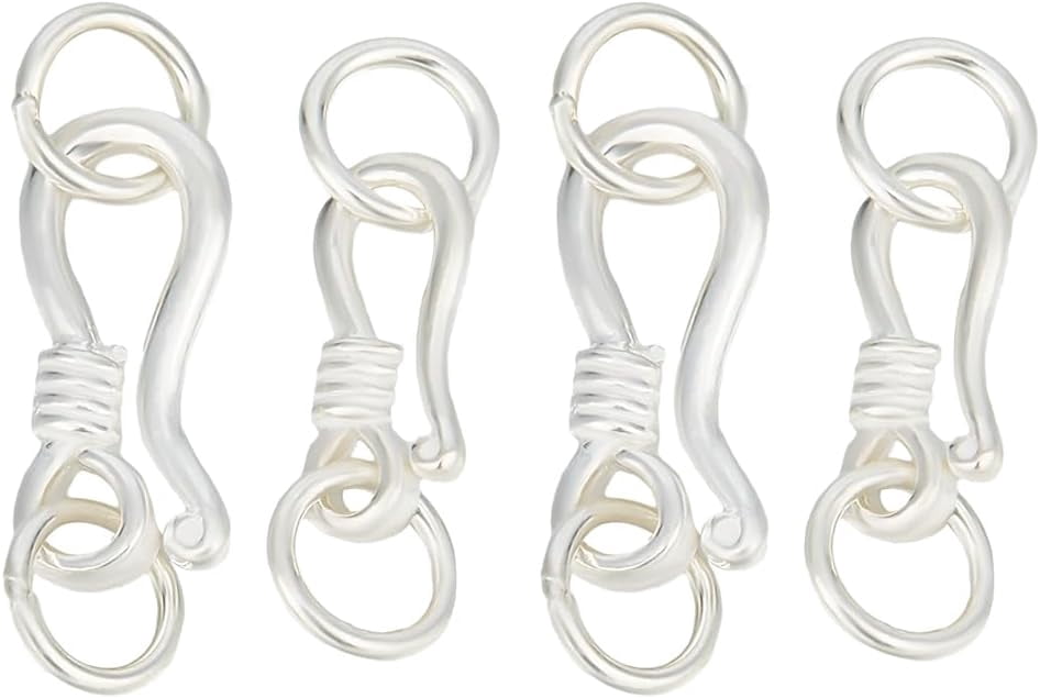 4 Pcs 2 Sizes 925 Sterling Silver Clasps S-Shaped Hook Clasps with Open ...