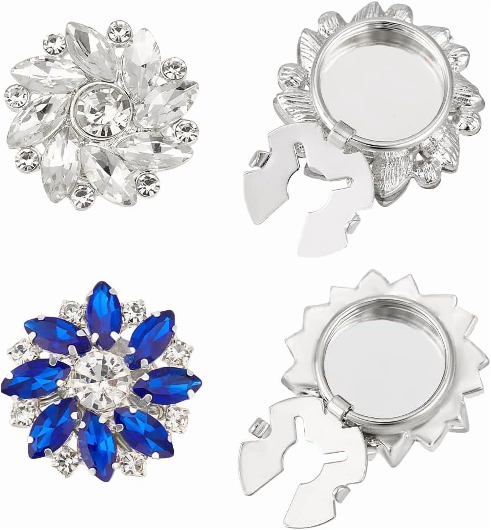 4 Pcs 2 Styles Rhinestone Buttons Cover Flower Sleeve Buttons Cover ...