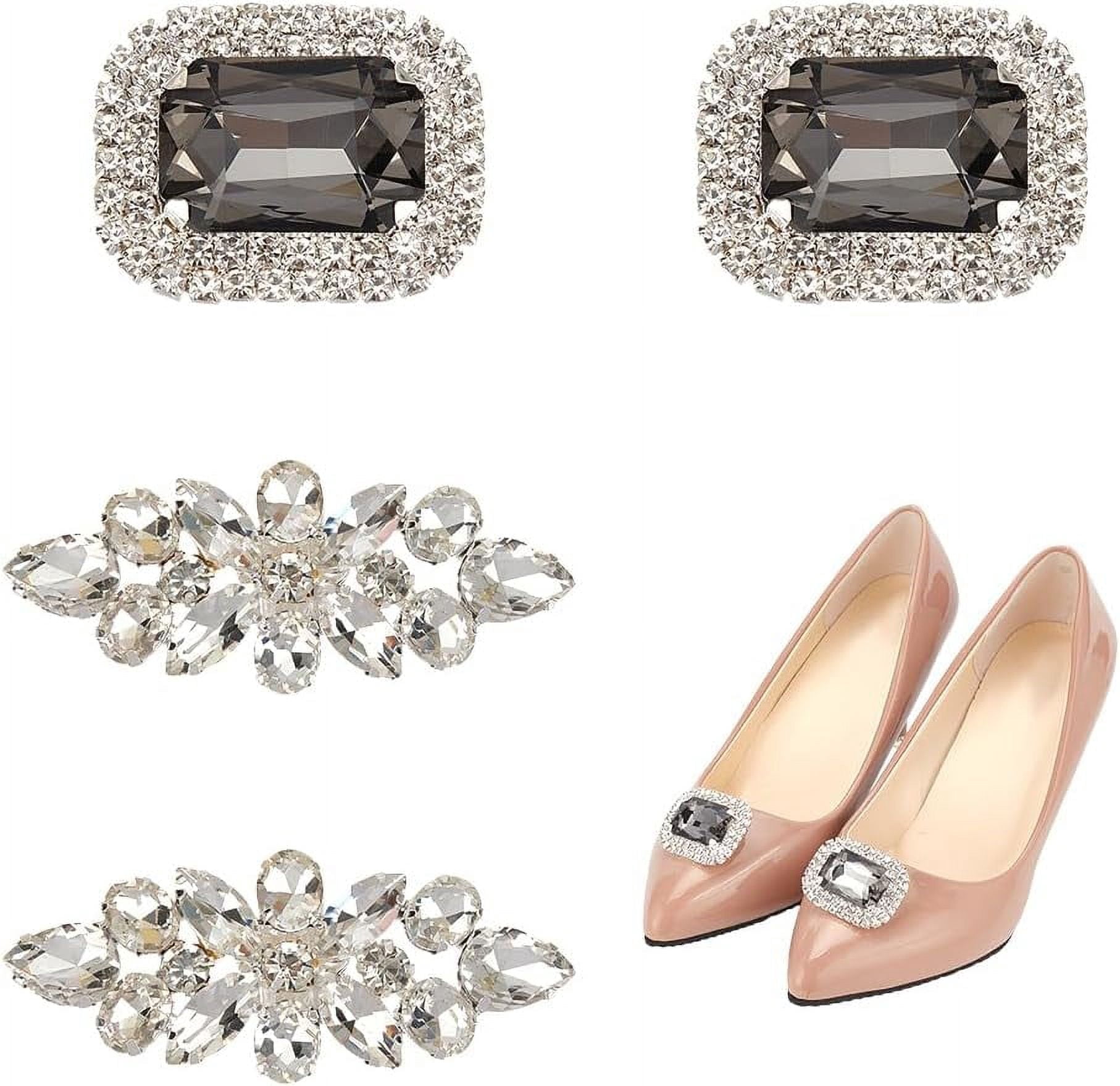 4Pcs 2 Styles Rhinestone Shoe Clips Elegant Crystal Metal Shoe Clips ...