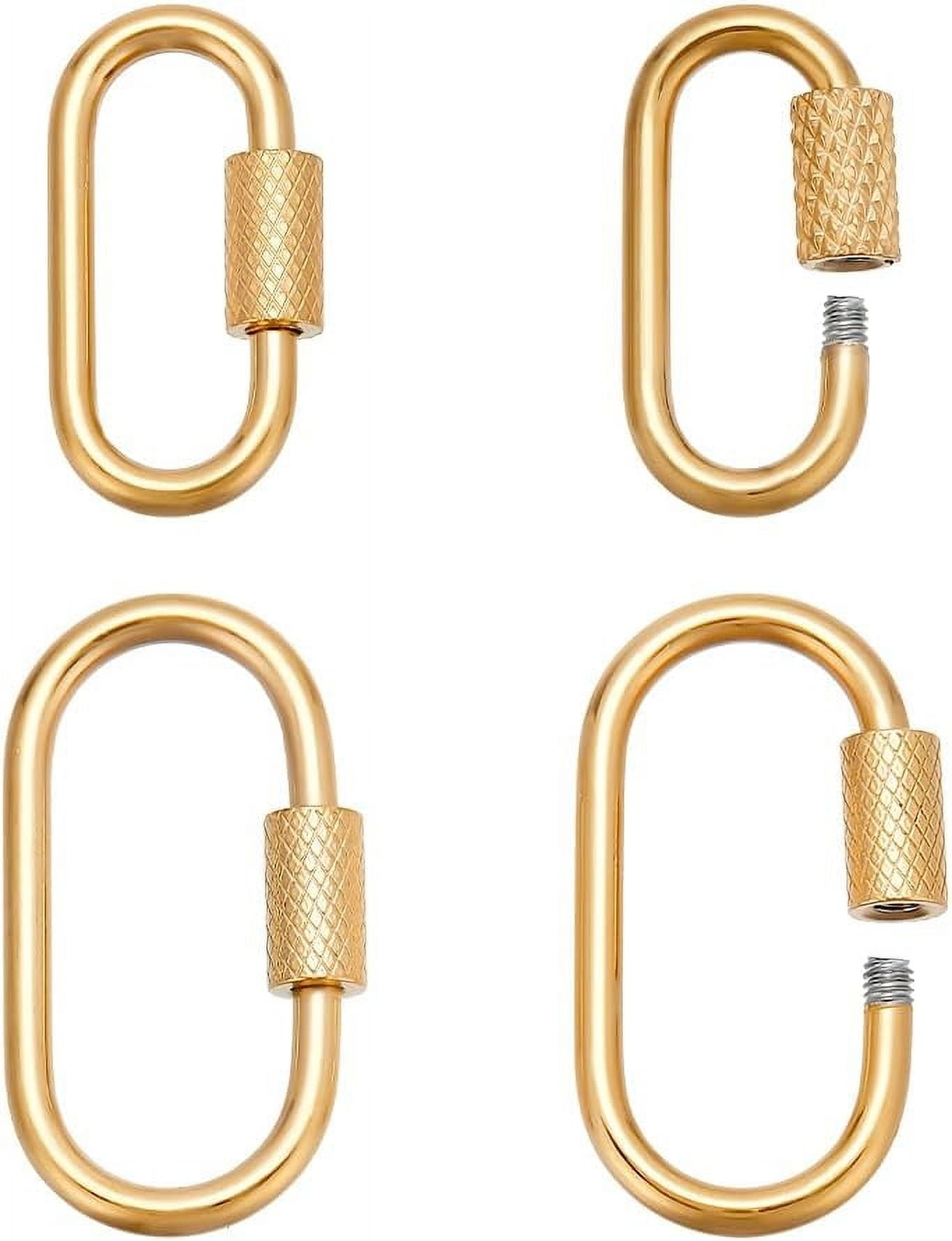 4 Pcs 2 Styles Stainless Steel Lock Charms Golden Keychain Connector ...
