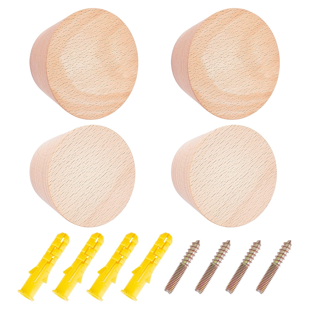 4 Pcs 2 Styles Wood Clothes Hanger Wall Mounted Coat Hook Decorative ...