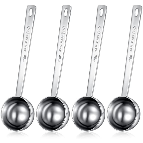 4 Pcs 2 Tablespoon Scoops with Long Handle, 30 ml Stainless Steel ...