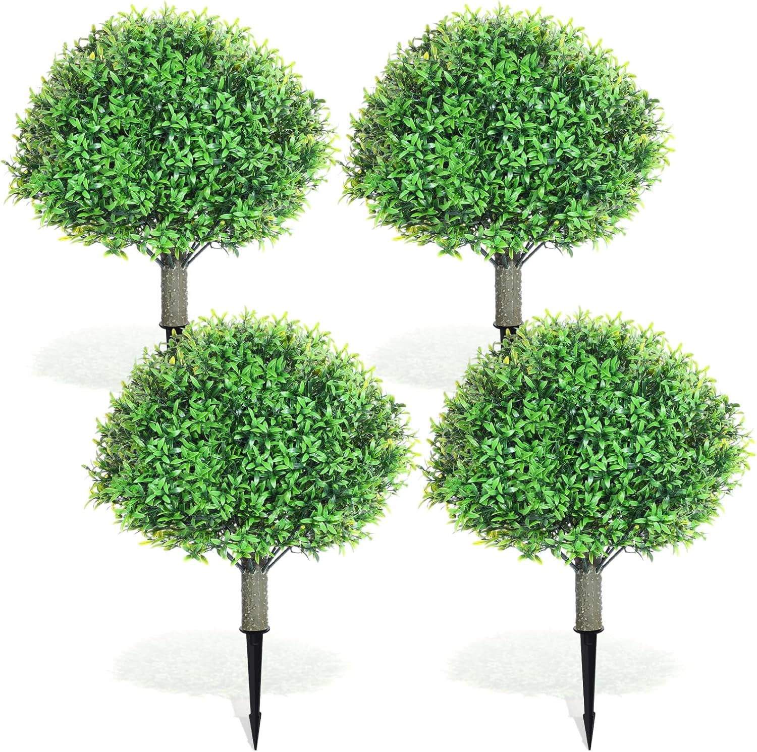 "4 Pcs 20\" Artificial Topiary Ball Trees, Outdoor Artificial Shrubs ...