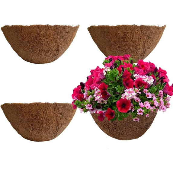 4 Pcs 20 Inch Round Natural Coconut Coir Liner for Hanging Baskets ...