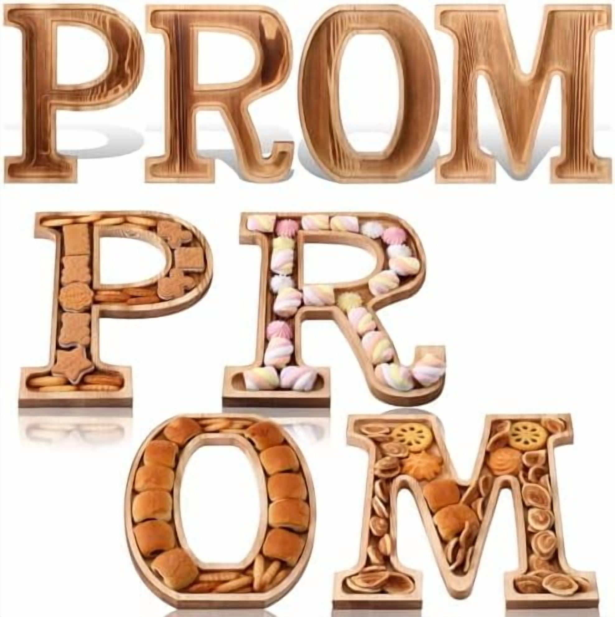 4 Pcs 2025 Graduation Charcuterie Letters Fillable Wooden Prom Letter ...