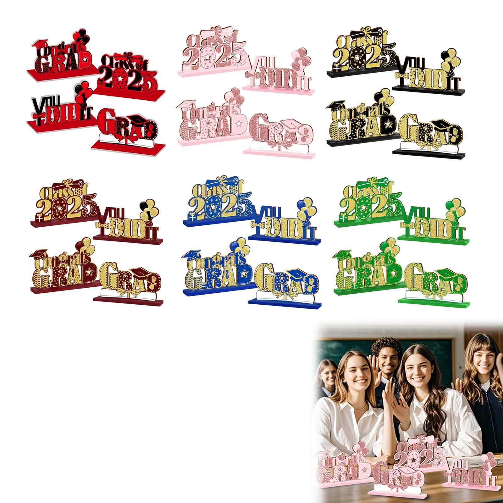 4 Pcs 2025 Graduation Party Decorations Class Of 2025 Congrats Grad ...