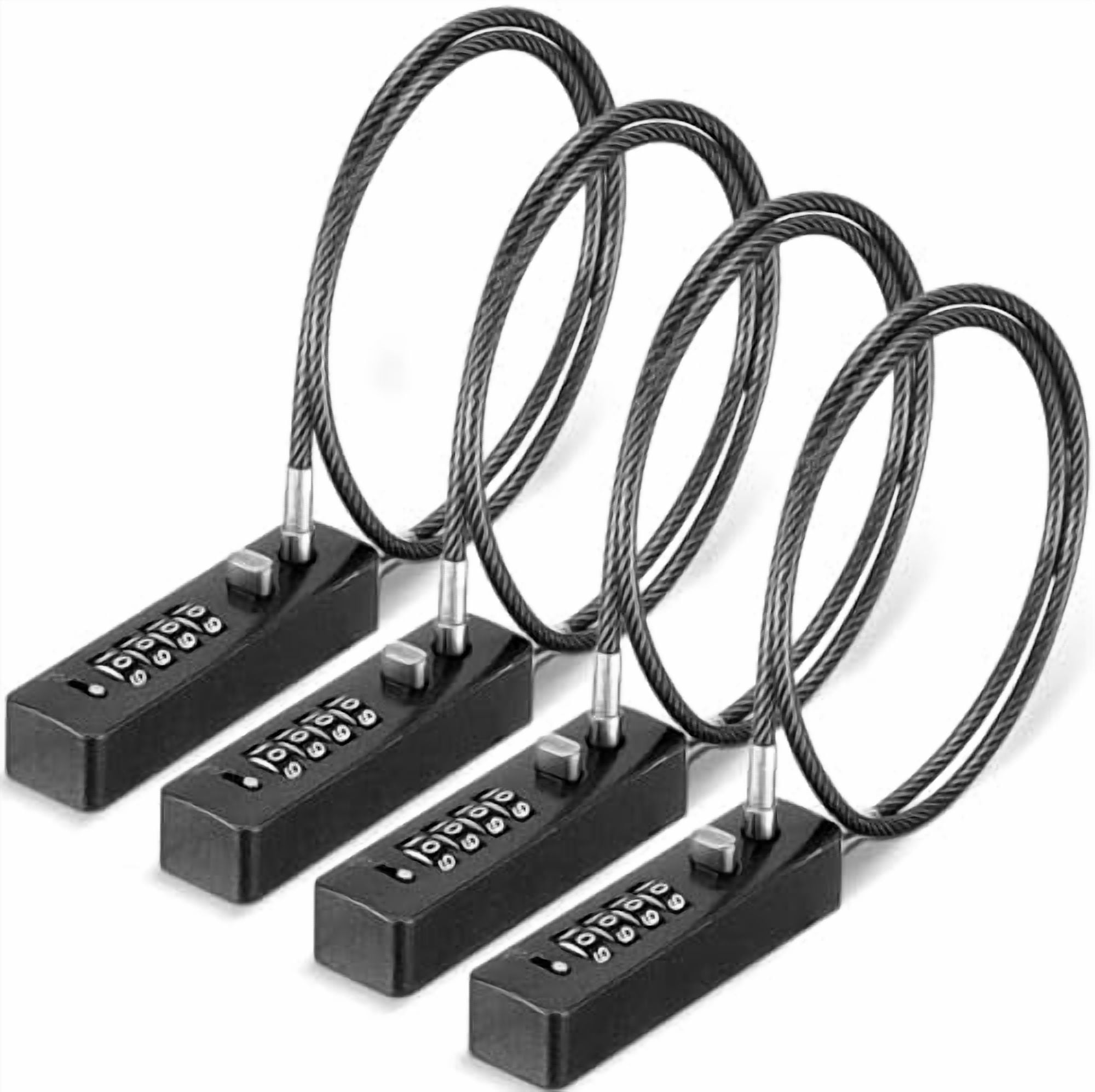 4 Pcs 23-3/5 Inch Length Cable Locks with Combination 4 Digit ...