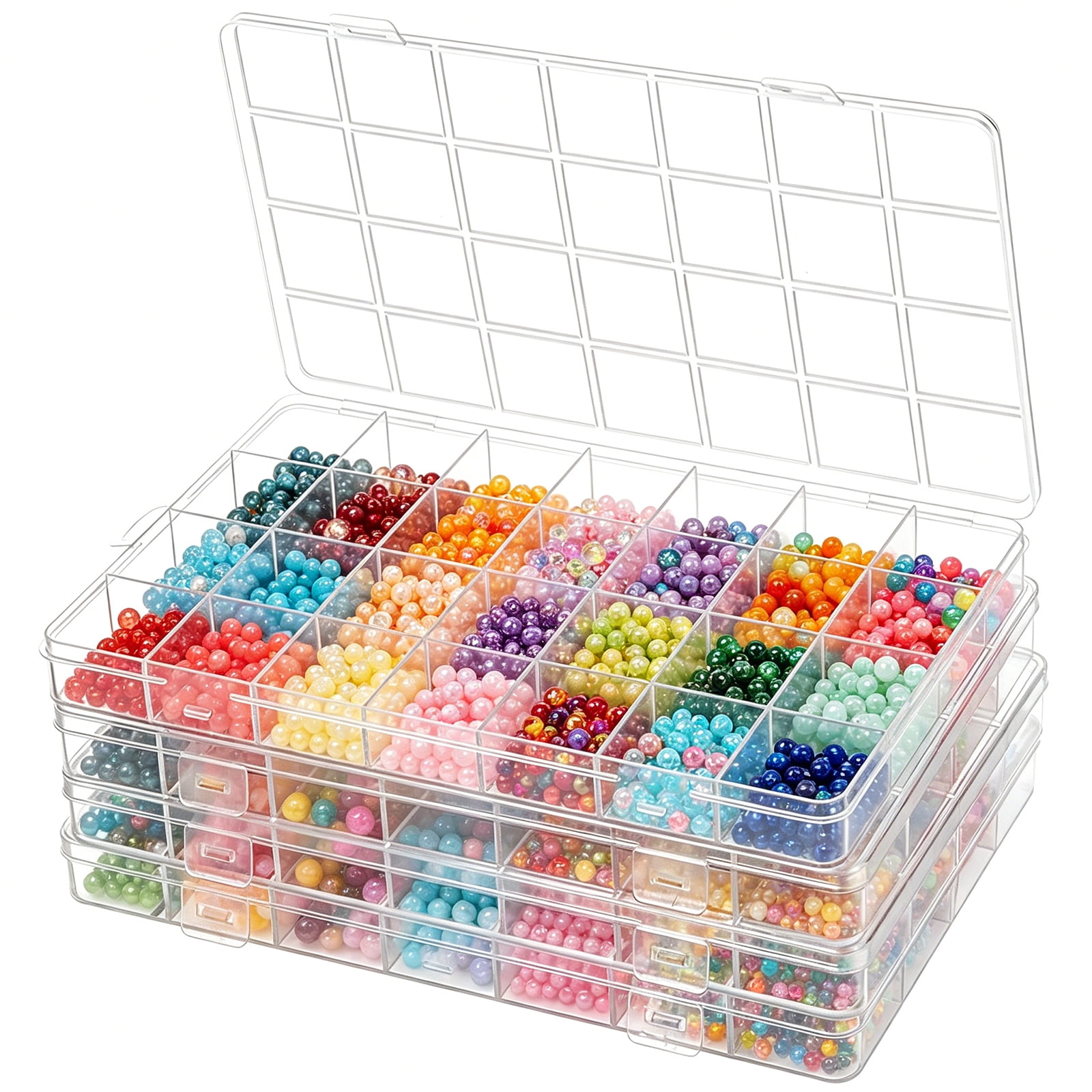 4 Pcs 28 Grids Clear Plastic Bead Organizers, Transparent Storage ...