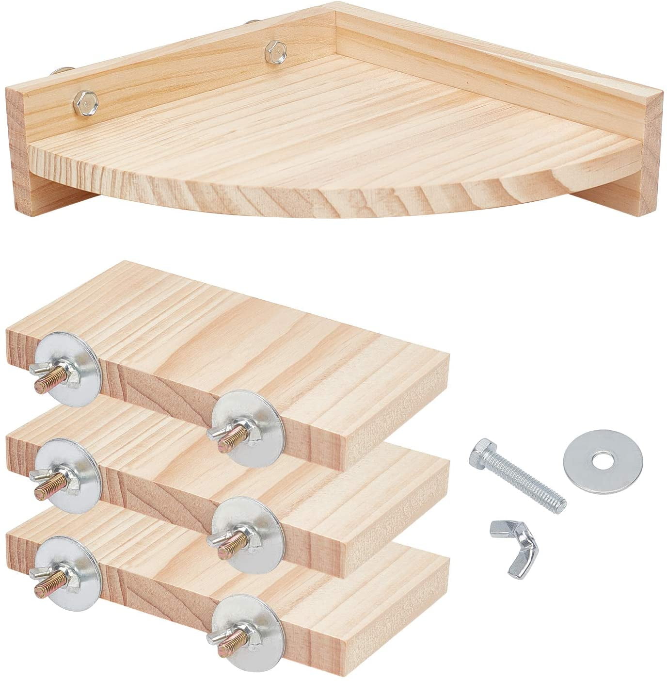 4 Pcs 2Sizes Wood Pet Cage Platform Pet Perch Platform Stand Wood Perch ...